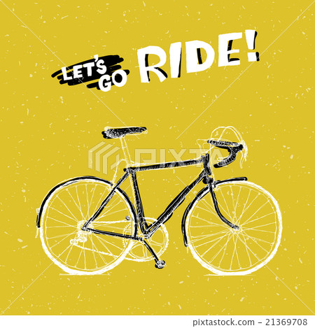 Bicycle Illustration with Phrase "Let's Go Ride" - Stock Illustration ...