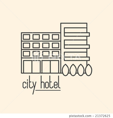 Graphic line art illustration of city hotel - Stock Illustration ...