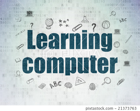 Learning Computer on Digital Paper background - Stock Illustration ...