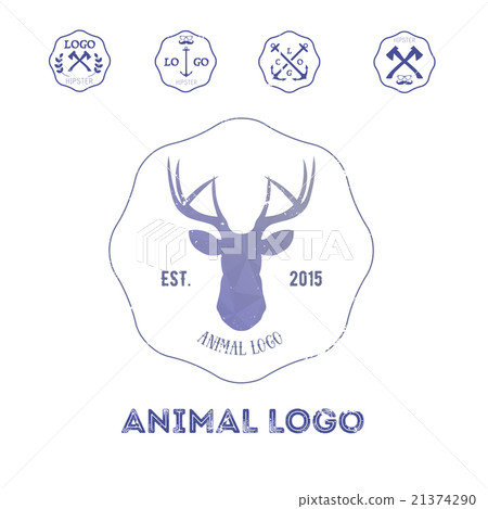 Polygonal hipster logo with heads of deer - Stock Illustration ...