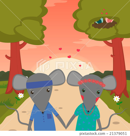 Romantic couple mouse. Mouse boy and girl. Vector - Stock Illustration ...