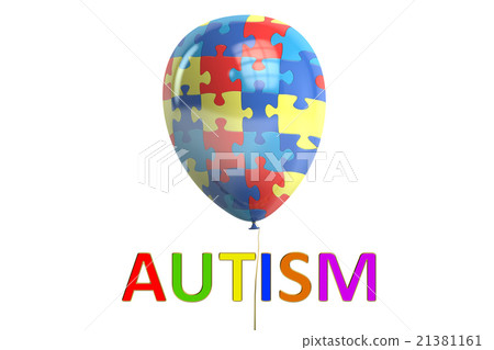 Autism concept with balloon, 3D rendering - Stock Illustration ...