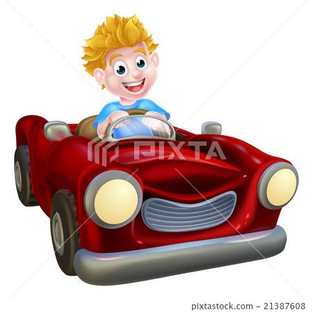 Cartoon Boy Driving Car - Stock Illustration [21387608] - PIXTA