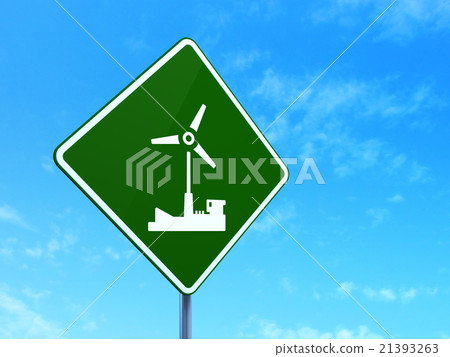\Windmill on road sign background - Stock Illustration [21393263] - PIXTA