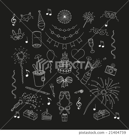 Party and celebration elements. Doodle set. - Stock Illustration ...