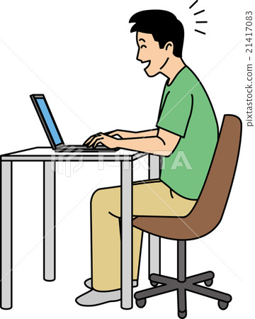 30's men laughing at the computer screen laughing - Stock Illustration ...