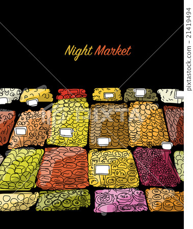 Oriental bazaar, sketch for your design - Stock Illustration [21419494 ...