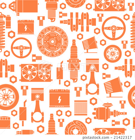 Auto spare parts seamless pattern - Stock Illustration [21422317] - PIXTA