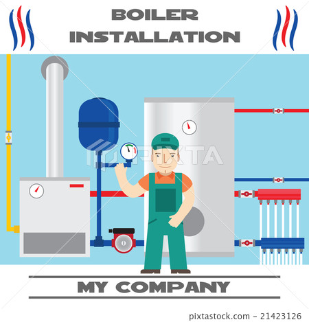 Boiler installation banner. Business card. Vector. - Stock Illustration ...
