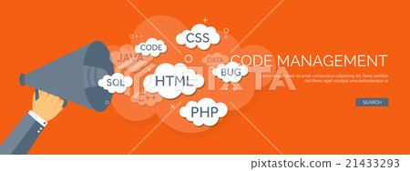 Vector illustration. Flat background. Coding - Stock Illustration ...