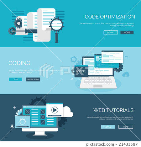 Vector illustration. Flat background. Coding - Stock Illustration ...