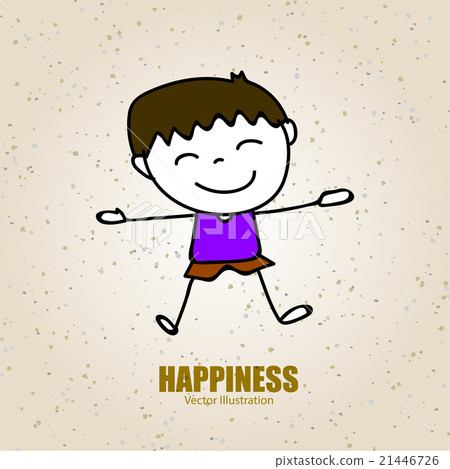 Hand drawing cartoon happy kid - Stock Illustration [21446726] - PIXTA