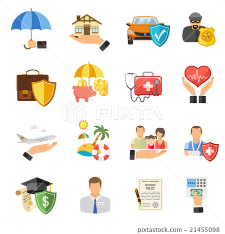 Insurance Flat Icons Set - Stock Illustration [21455098] - PIXTA