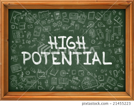 Green Chalkboard with Hand Drawn High Potential. - Stock Illustration ...