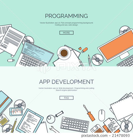 Vector illustration. Flat background. Coding - Stock Illustration ...