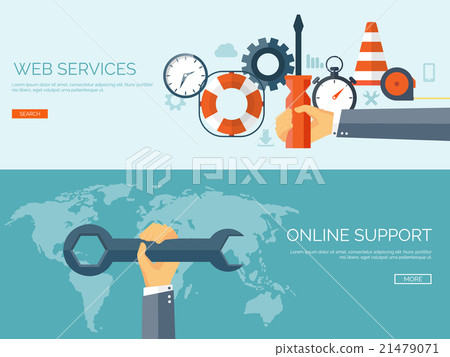 Vector illustration. Flat background. Web service - Stock Illustration ...