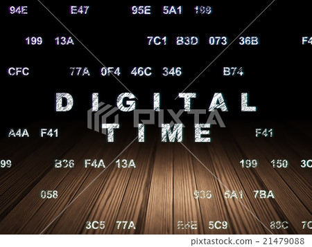 Time concept: Digital Time in grunge dark room - Stock Illustration ...