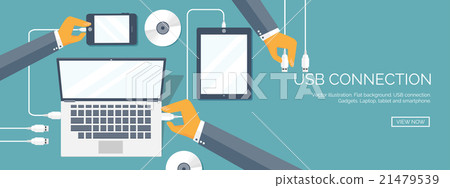 Vector illustration. Usb connection. Computer-插圖素材 [21479539] - PIXTA圖庫