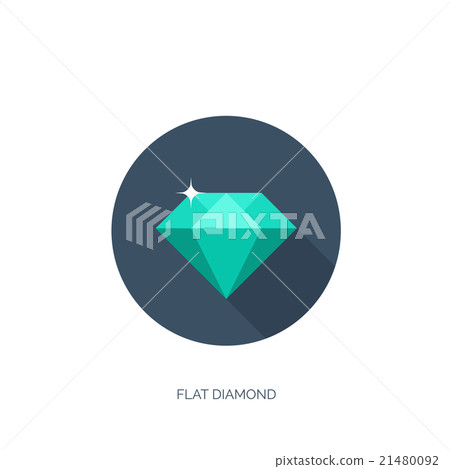Vector illustration. Flat diamond with shadow - Stock Illustration ...