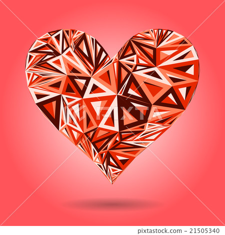 Pink abstract valentines day heart with triangles - Stock Illustration ...