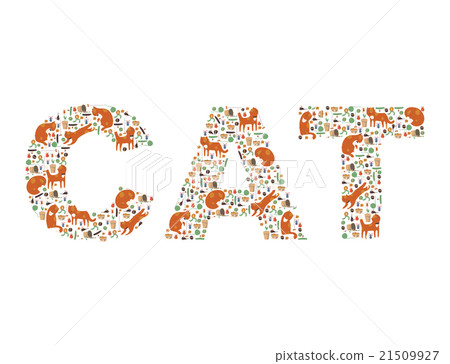 Large word Cat made with kittens, collars, toys. - Stock Illustration ...