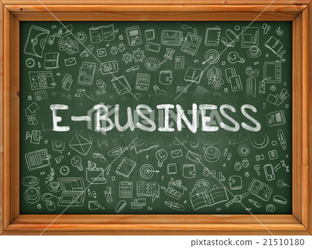 E-Business Concept. Green Chalkboard with Doodle - Stock Illustration ...
