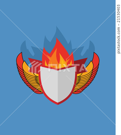 Shield with wings. flame and Ribbon. Heraldry - Stock Illustration ...