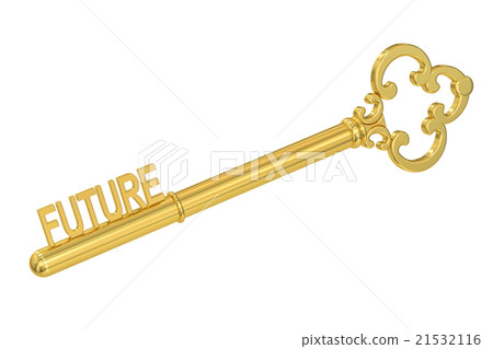 Future concept with golden key, 3D rendering - Stock Illustration ...