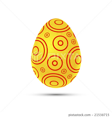 Yellow easter egg with red pattern - Stock Illustration [21538715] - PIXTA