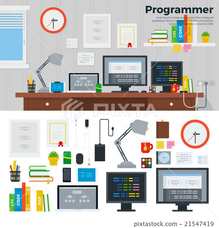 Programmer workspace with hardware - Stock Illustration [21547419] - PIXTA