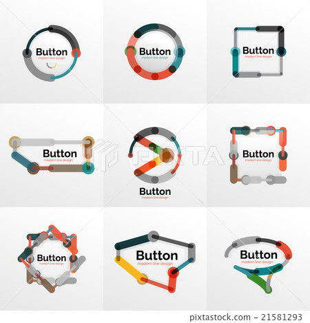 Thin line design geometric button set, flat - Stock Illustration ...