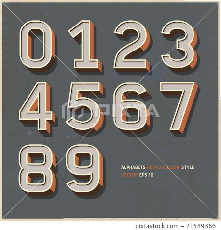 Alphabet numbers retro colour style. - Stock Illustration [21589366 ...