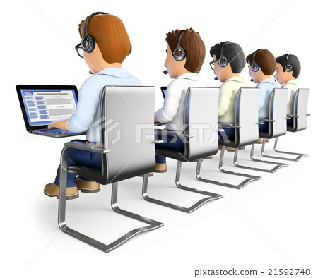 3D Men working in a call center - Stock Illustration [21592740] - PIXTA