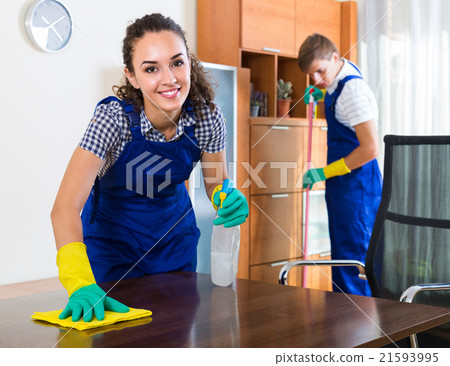 Team of professional cleaners in office. - Stock Photo [21593995] - PIXTA