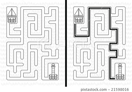Easy sailboat maze-插圖素材 [21598016] - PIXTA圖庫