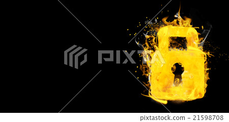 Composite image of closed padlock on fire - Stock Illustration ...