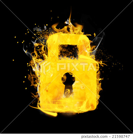 Composite image of closed padlock on fire - Stock Illustration ...