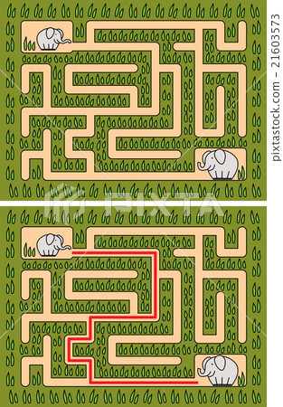 Easy elephant maze - Stock Illustration [21603573] - PIXTA