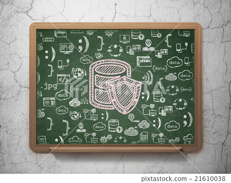 Software concept: Database With Shield on School - Stock Illustration ...