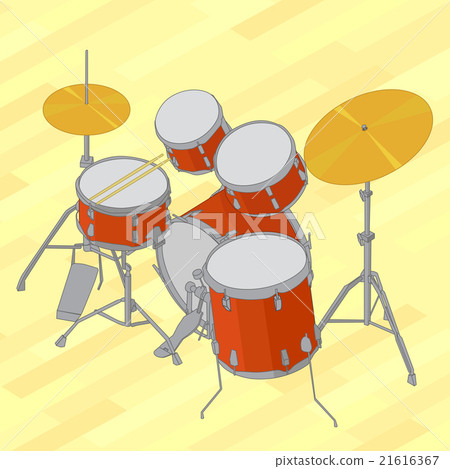Drum set flat isometric illustration - Stock Illustration [21616367 ...