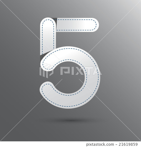 Number Five with white and gray color . Vector - Stock Illustration ...
