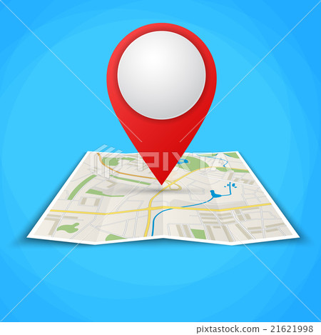 Folded maps with color point markers - Stock Illustration [21621998 ...