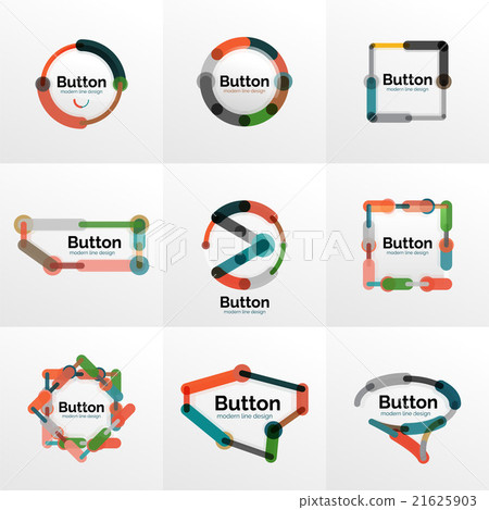 Thin line design geometric button set, flat - Stock Illustration ...