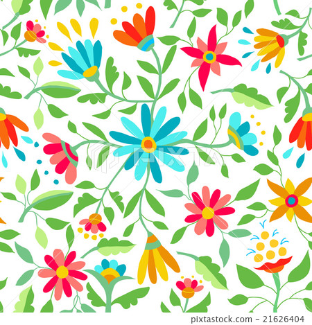 Color flower seamless pattern spring illustration - Stock Illustration ...