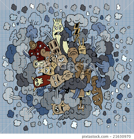 Hand Drawn of Doodle pollution doodle. Vector - Stock Illustration ...