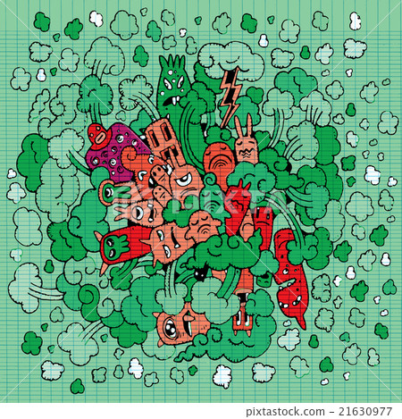 Hand Drawn of Doodle pollution doodle. Vector - Stock Illustration ...