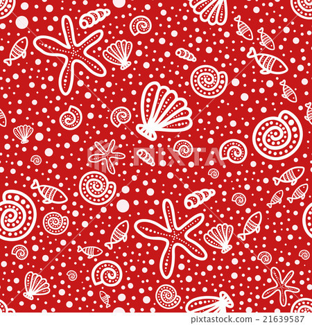 Shell seamless pattern on spotted background. - Stock Illustration [21639587] - PIXTA