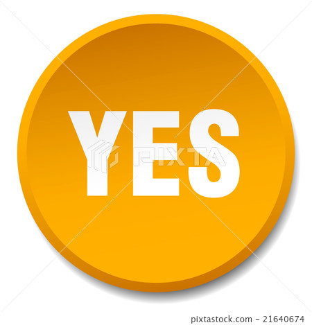 yes orange round flat isolated push button-插圖素材 [21640674] - PIXTA圖庫