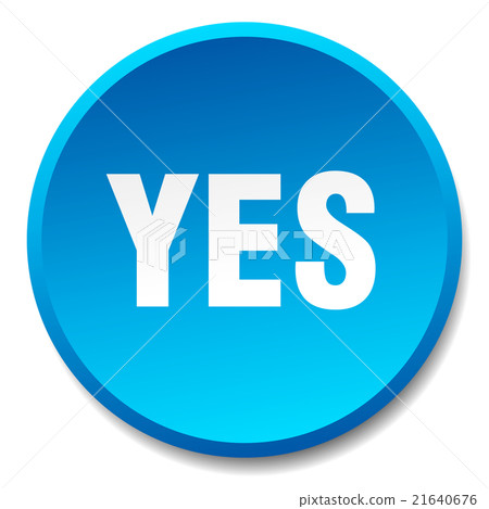 yes blue round flat isolated push button - Stock Illustration [21640676 ...