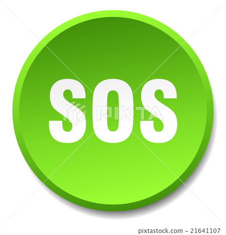sos green round flat isolated push button - Stock Illustration ...